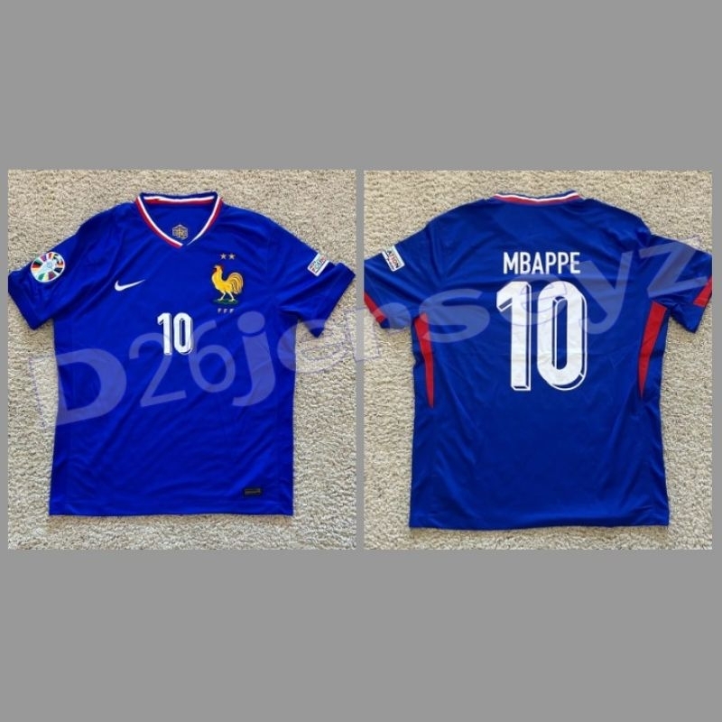 Jual Jersey Prancis Home 2024 / 2025 + Cetak nama nameset MBAPPE 10 ...