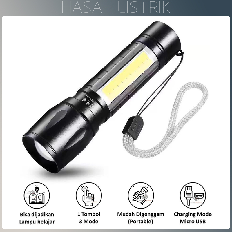 Jual XPE 511 SENTER SWAT MINI LED ZOOM SUPER TERANG SWAT POLICE LIGHT USB COB CHARGER 1000 LUMEN ...