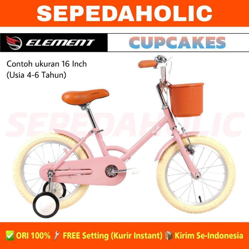 Jual Sepeda Anak Perempuan & Laki ELEMENT CUPCAKES Ukuran 12 16 18 Inch ...