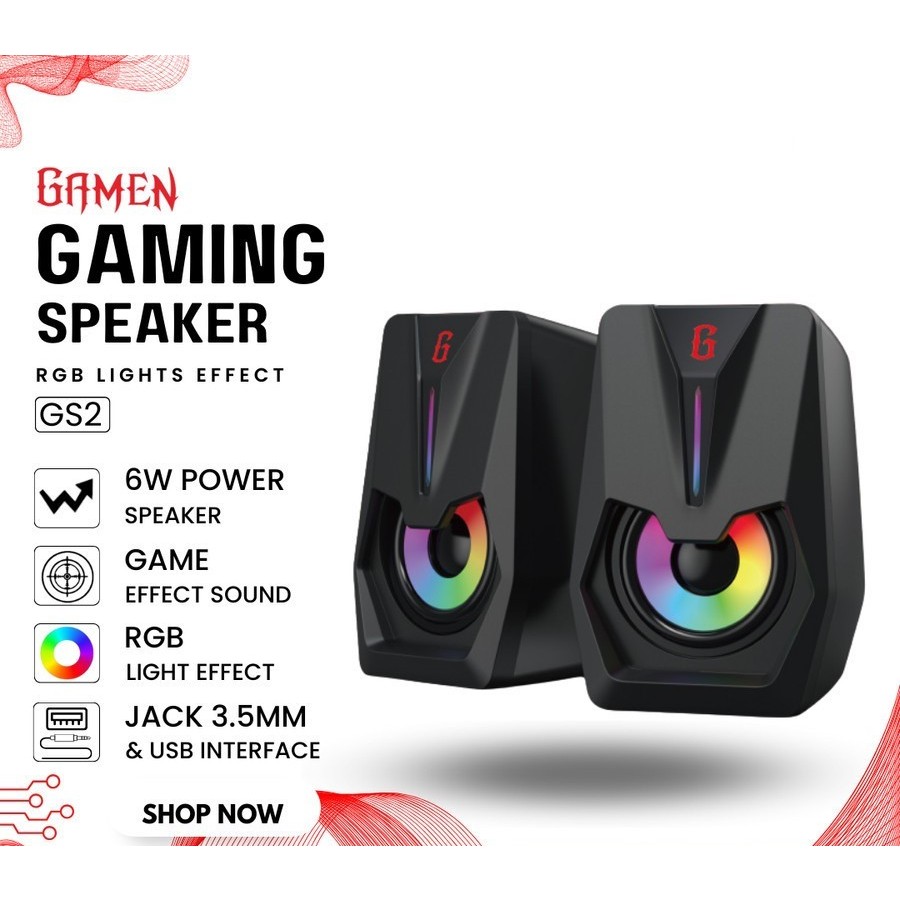 Jual Speaker Gaming GAMEN GS2 RGB Light Game Effect Sound Powerful 6W ...