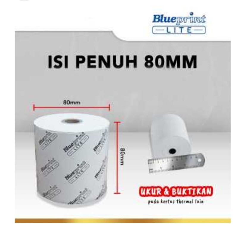 Jual KERTAS STRUK THERMAL BP LITE 80 X 80 BLUEPRINT | Shopee Indonesia