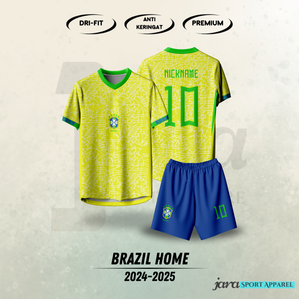 Jual Jersey Brazil Home Terbaru 2024/2025 Custom Nama Nomor Punggung ...