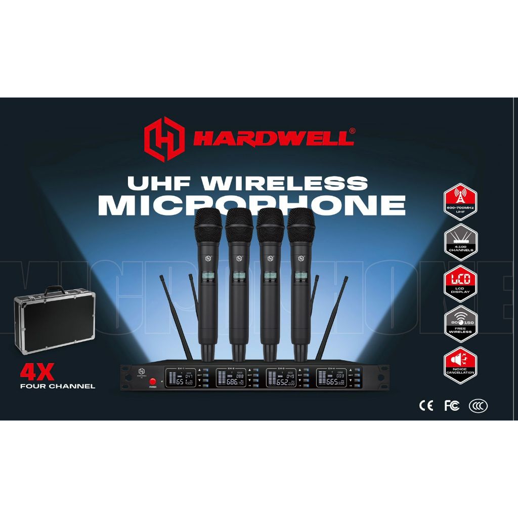 Jual Mic Wireless 4 Handheld Hardwell 4X / 4 X Original 4 Channel Mic ...