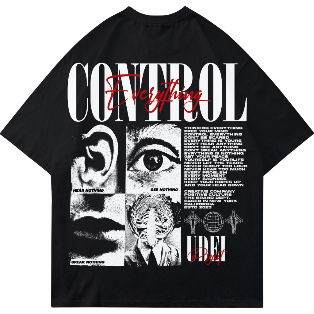 Jual UDEI Kaos Oversize Control Everything Hitam | Shopee Indonesia