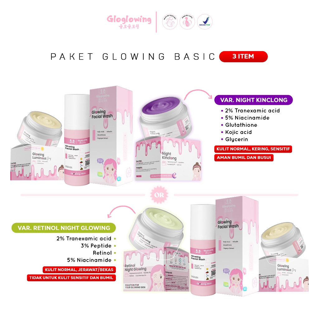 Jual GLOGLOWING Paket Glowing Basic "3 item" | Shopee Indonesia