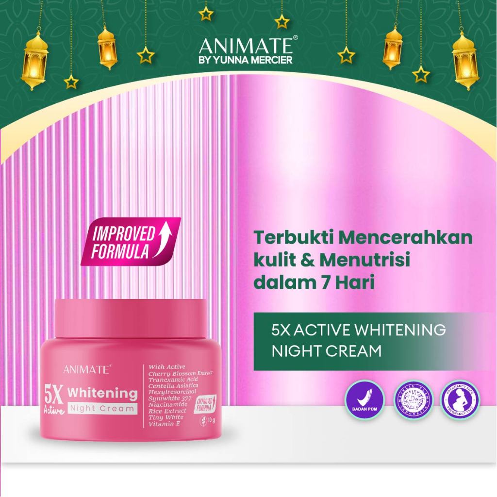 Jual Animate 5X Active Whitening Night Cream 10 gr | Shopee Indonesia