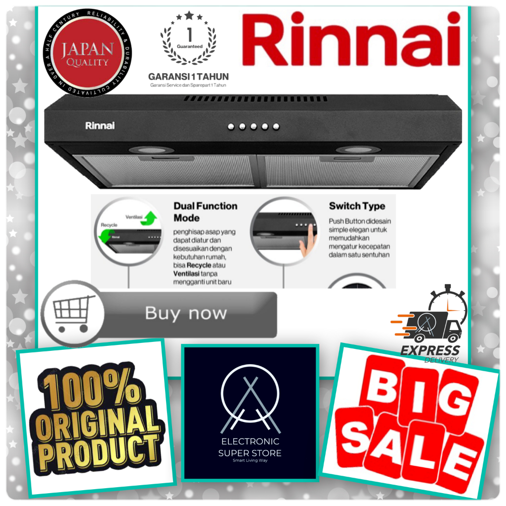Jual RINNAI COOKER HOOD RH-126B RH126B 126 SUPER LOW WATT PENGHISAP ASAP DAPUR RINNAI | Shopee ...