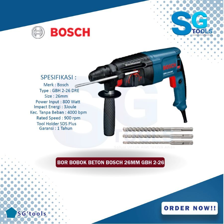 Jual Bosch Mesin Bor Bobok Beton GBH 2-26 DRE - Rotary Hammer & Demolition - Bosch Rotary Hammer ...