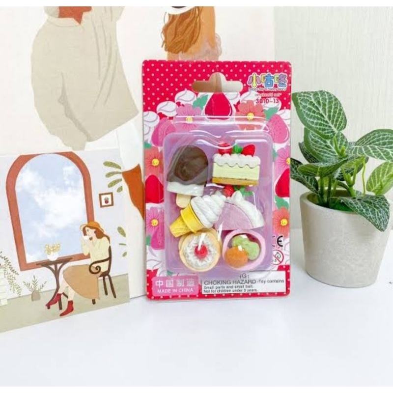 Jual FANCY ERASER PENGHAPUS SET ICE CREAM CUPCAKE CAKE DESSERT ISI 6PCS ...