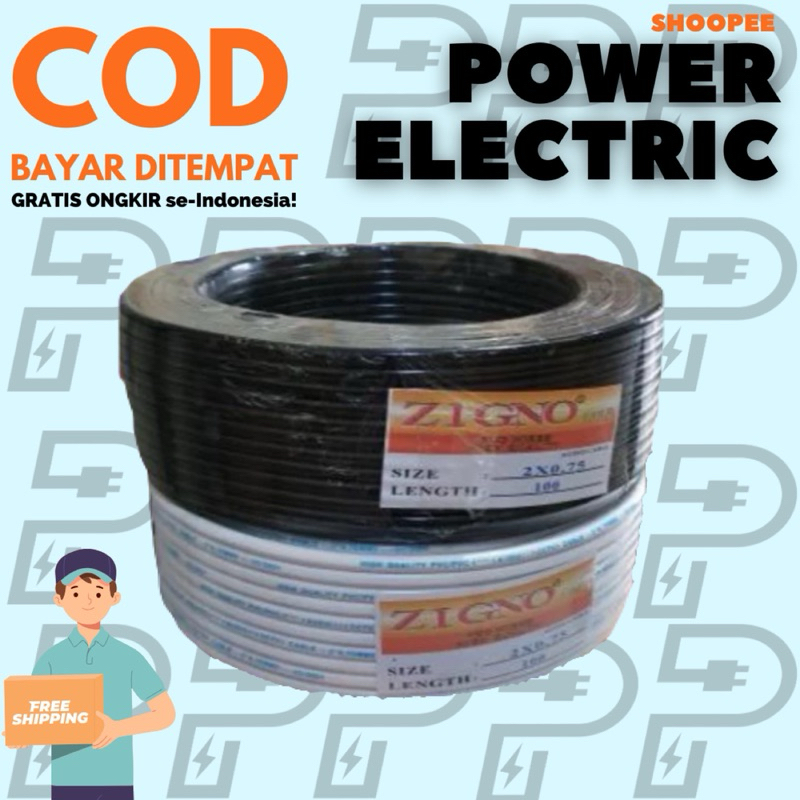 Jual Kabel Listrik Serabut NYMHY/NYYHY 2x0,75mm 100Y ZIGNO Hitam ...