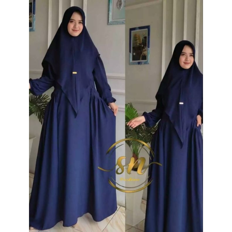 Jual Baju Gamis Setelan One Set Hijab Wanita Muslim Kekinian Jumbo ...