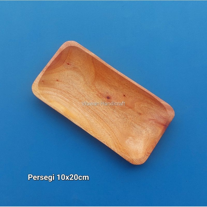 Jual piring kayu/piring sushi/piring saji persegi 10x20cm kayu mahoni ...