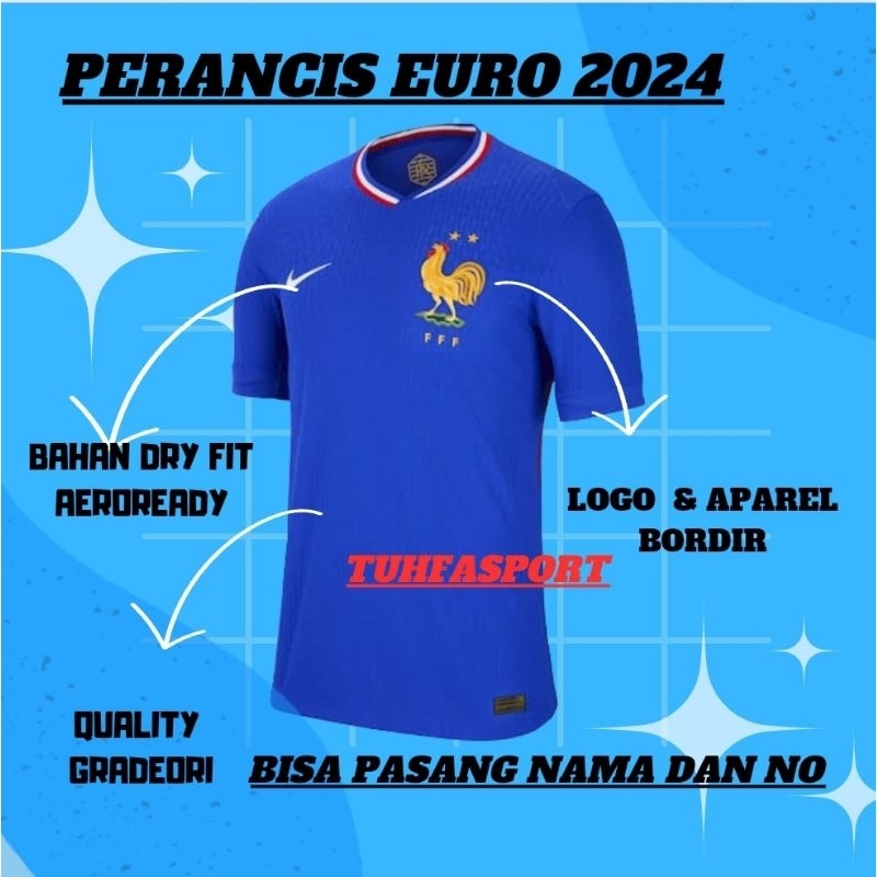 Jual JERSEY PRANCIS EURO 2024 HOME AWAY BAJU BOLA PERANCIS GRADE ORI ...