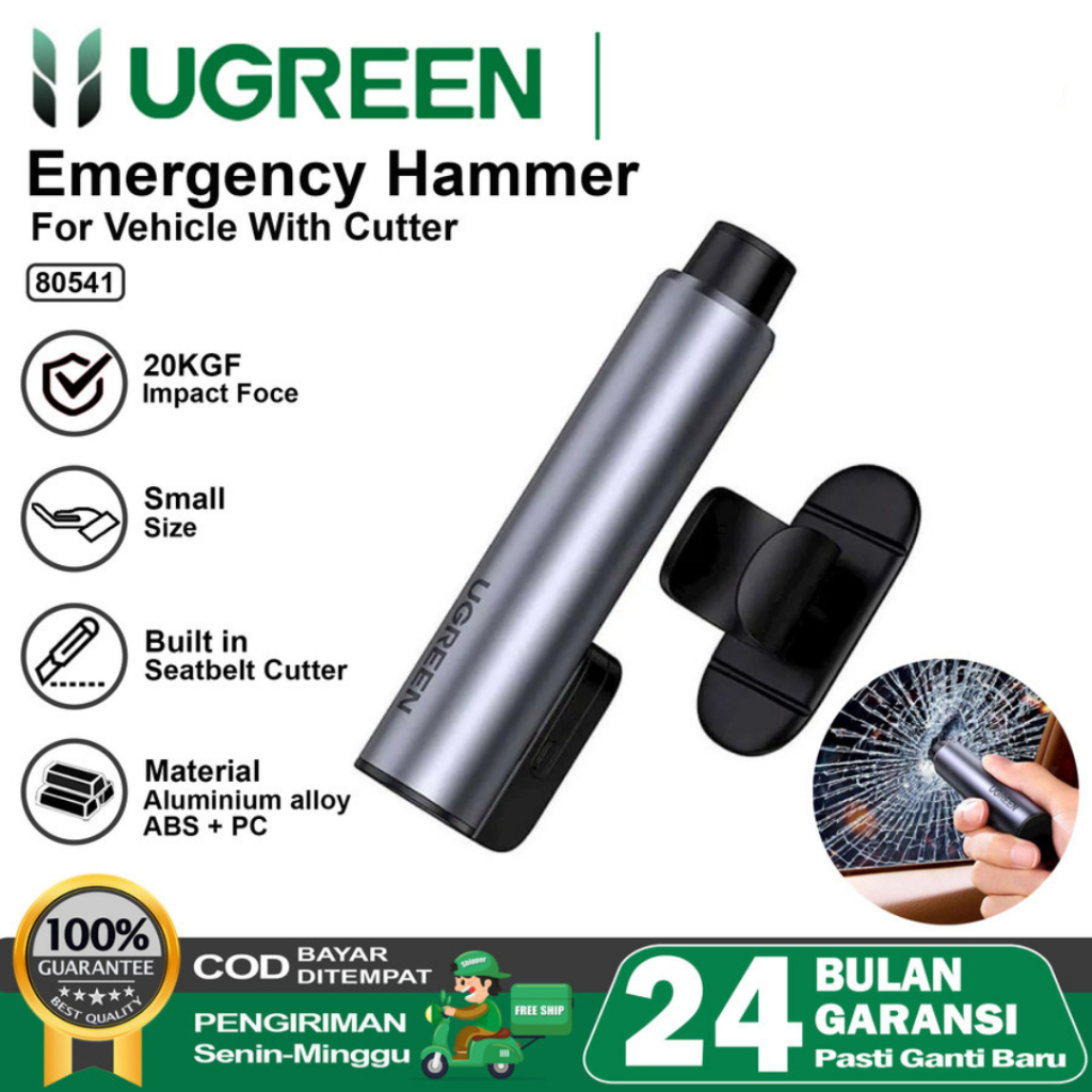 Jual UGREEN Emergency Hammer Pemecah Kaca Jendela With Cutter 80541 ...