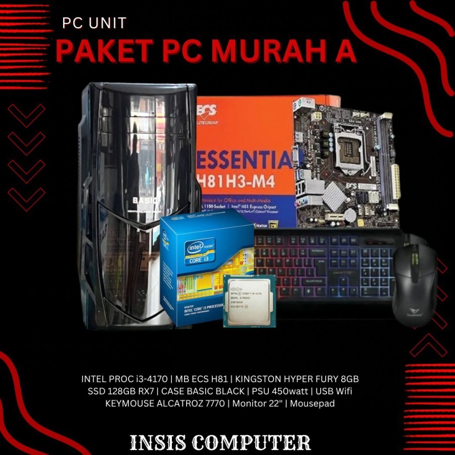 Jual PAKET PC MURAH A (PC UNIT + MONITOR 22") | Shopee Indonesia