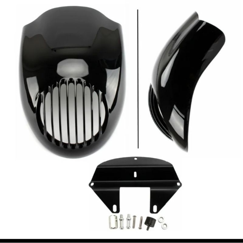Jual Motorcycle Headlight Cowl Fairing | Black with Vertical Grill for ...