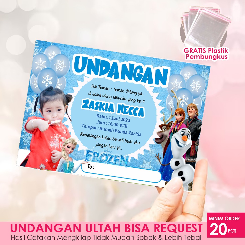 Jual Undangan ulang tahun anak Perempuan tema frozen - undangan ultah ...