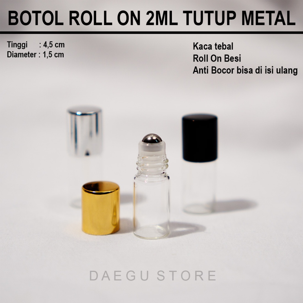 Jual Botol Roll On Kaca 2ml Mini - Bola Roller Besi Tutup Metal Parfum ...