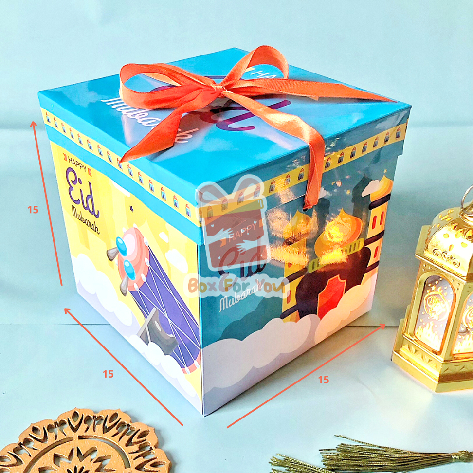Jual Paper Box Eid Mubarak Idul Fitri Lebaran Box Hampers (15x15x15cm ...