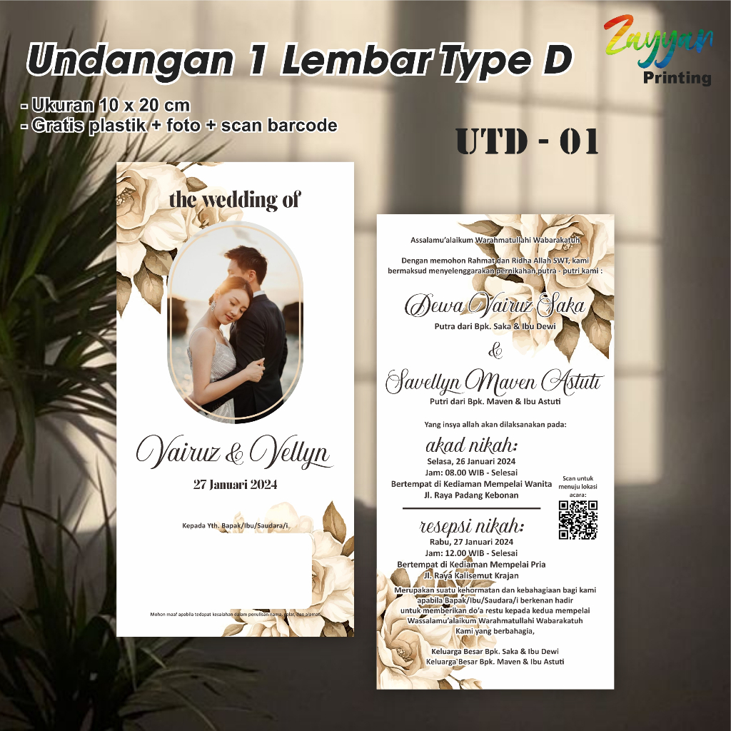 Jual Undangan Pernikahan Kode UTD, Cantik, Aestetik, Murah Meriah ...