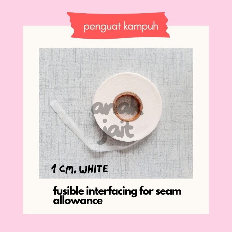 Jual Fusible Interfacing Jahit Meteran Putih 1 cm / Penguat Pinggiran ...