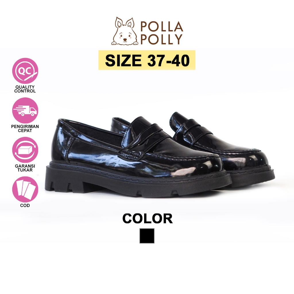 Jual Polla Polly X YUTA Black - Sepatu Docmart Loafers / Sepatu hak ...