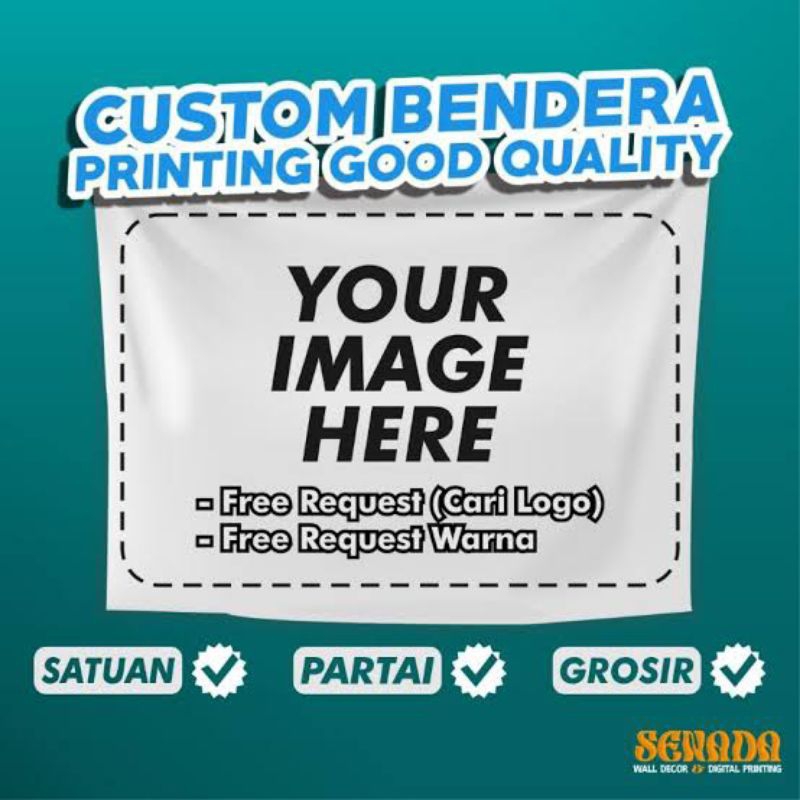 Jual BENDERA CUSTOM 150x100cm, BENDERA SATUAN, BENDERA PRINTING ...