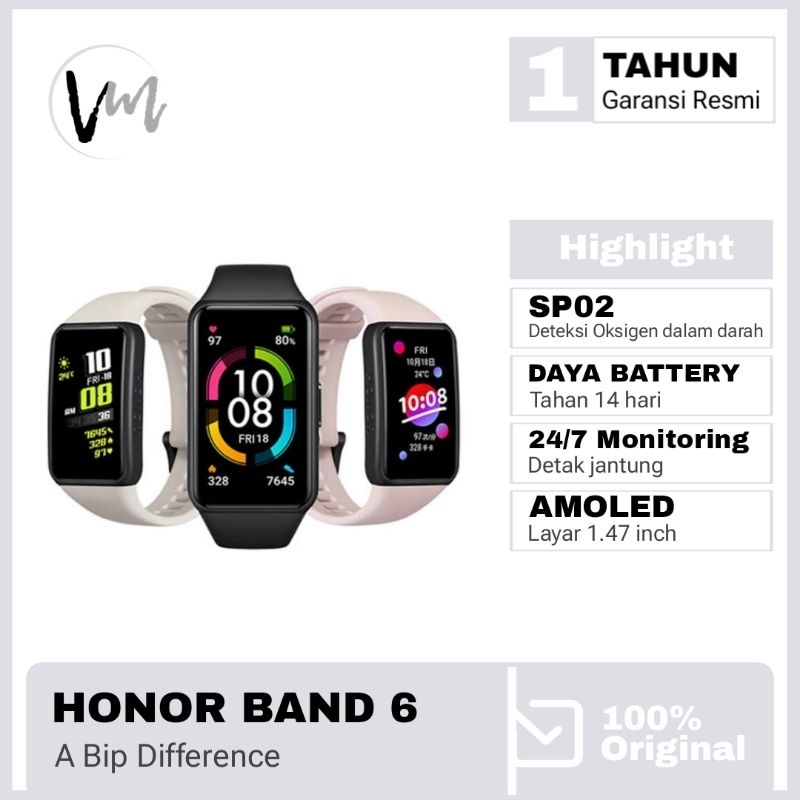 Jual Honor Band 6 smart band wristband spo2 watch amoled | Shopee Indonesia