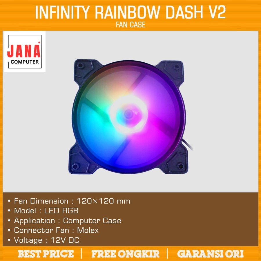 Jual Fan Case 12CM Infinity Rainbow Dash V2 RGB LED Fan Casing 120mm ...