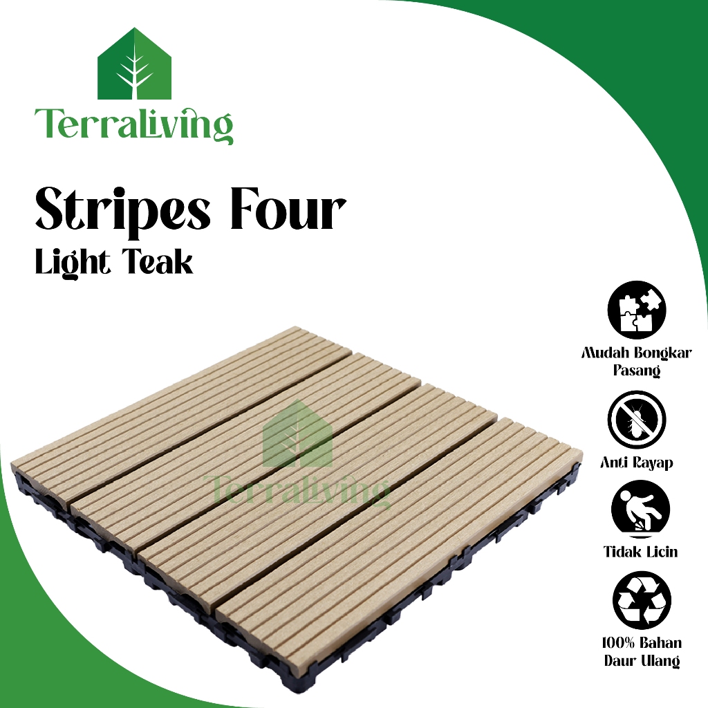 Jual TerraLiving Stripes Four Light Teak WPC Decking Tiles Lantai Rumah ...