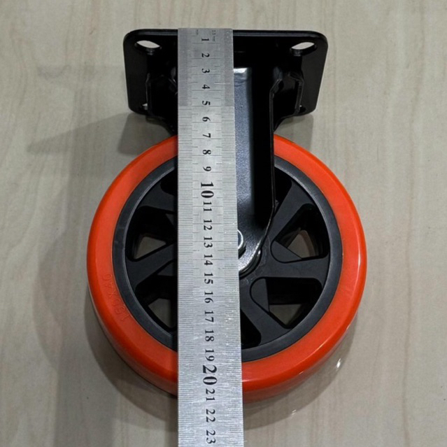 Jual 6”MM Roda pu orange 6 inci jalur tetap troli nilon etalase medium ...