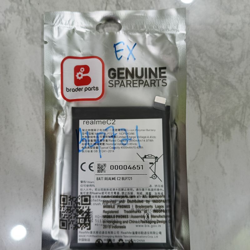 Jual BATERAI REALME C2 (BLP 721) ORI BRADERPART/ZC ORI | Shopee Indonesia