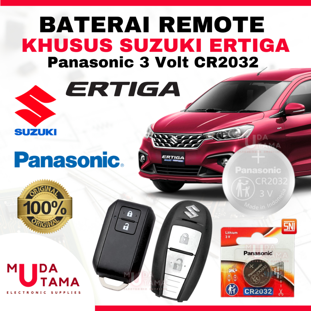 Jual Baterai Remote Mobil SUZUKI ERTIGA - ORIGINAL PANASONIC CR2032 3 ...