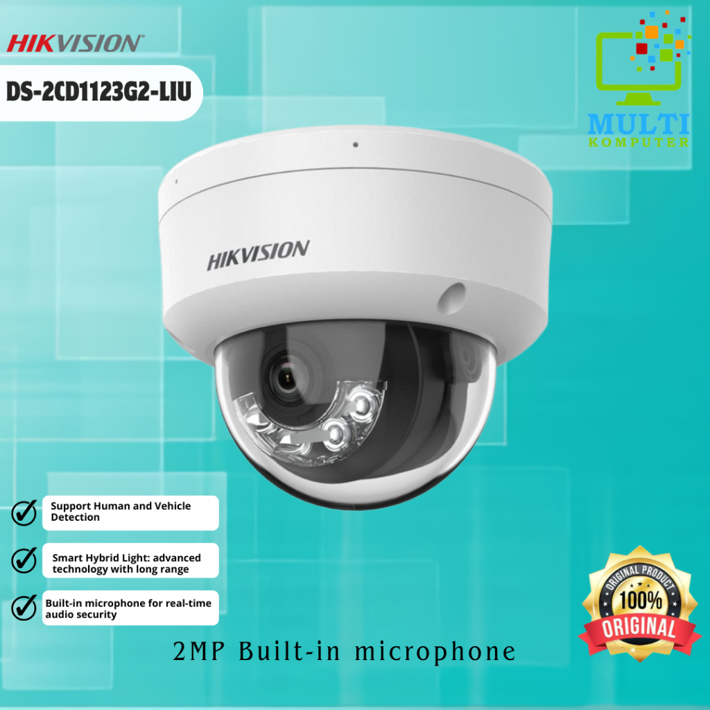 Jual IP CAMERA INDOOR HIKVISION 2MP DS-2CD1123G2-LIU AUDIO POE H.265 ...