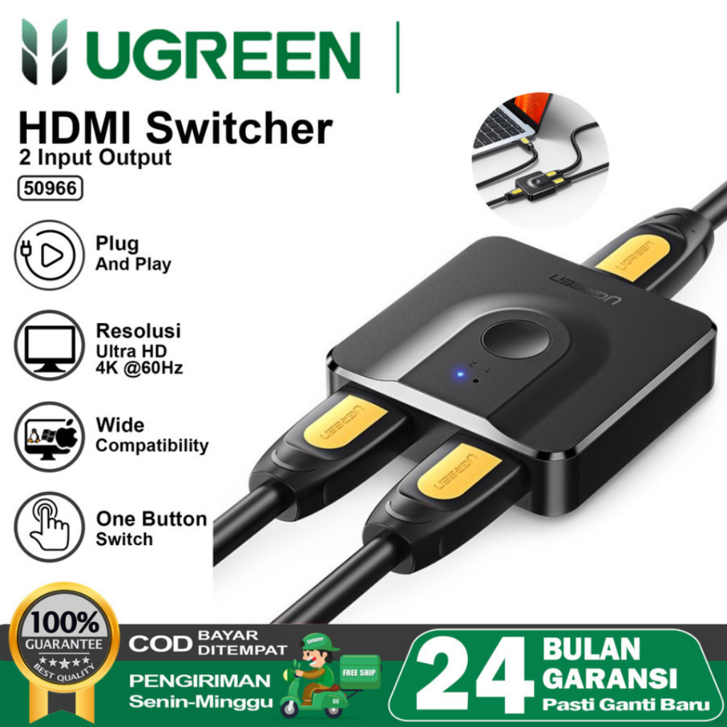 Jual UGREEN HDMI Switcher Splitter Bi Directional 2IN1- Out 4K 50966 ...