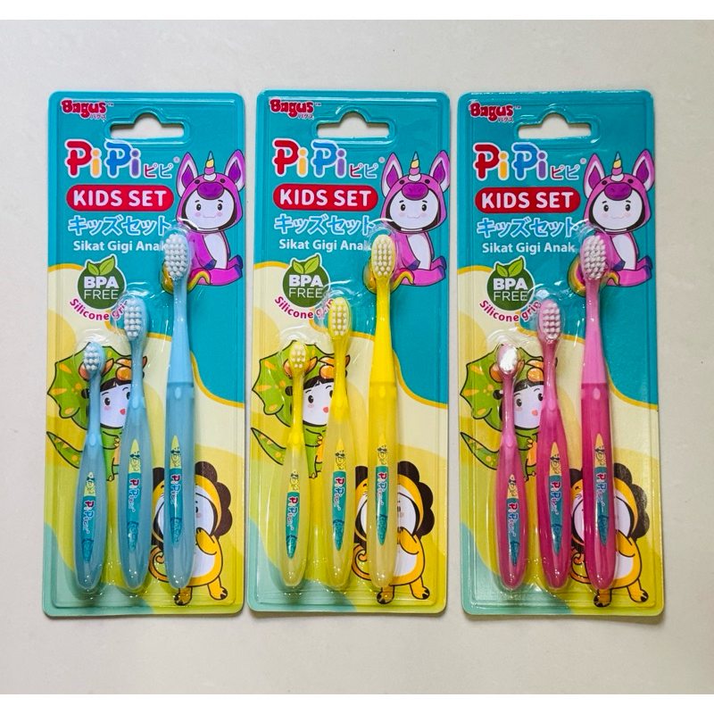 Jual Sikat Gigi Bagus PiPi Kids Set (isi 3) (BPA Free) | Shopee Indonesia