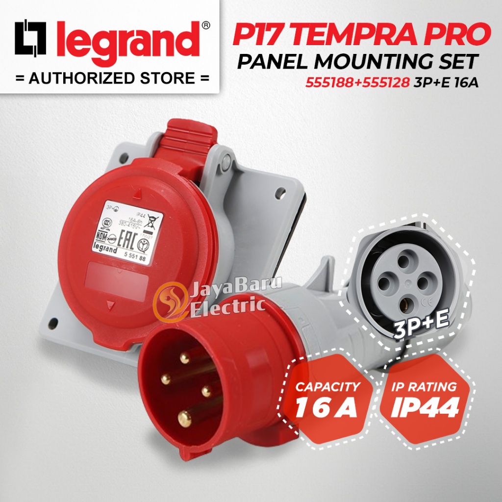 Jual Legrand Paket 1 Set Plug Panel Mounting Socket 3P+E / 4 Pin 4pin 16A IP44 555188 555128 ...