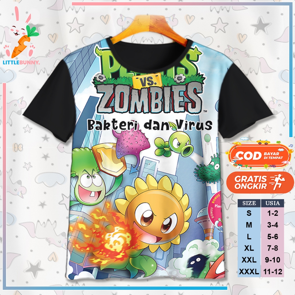Jual BAJU KAOS ANAK 3D GAME PLANTS VS ZOMBIES - BAKTERI DAN VIRUS ...