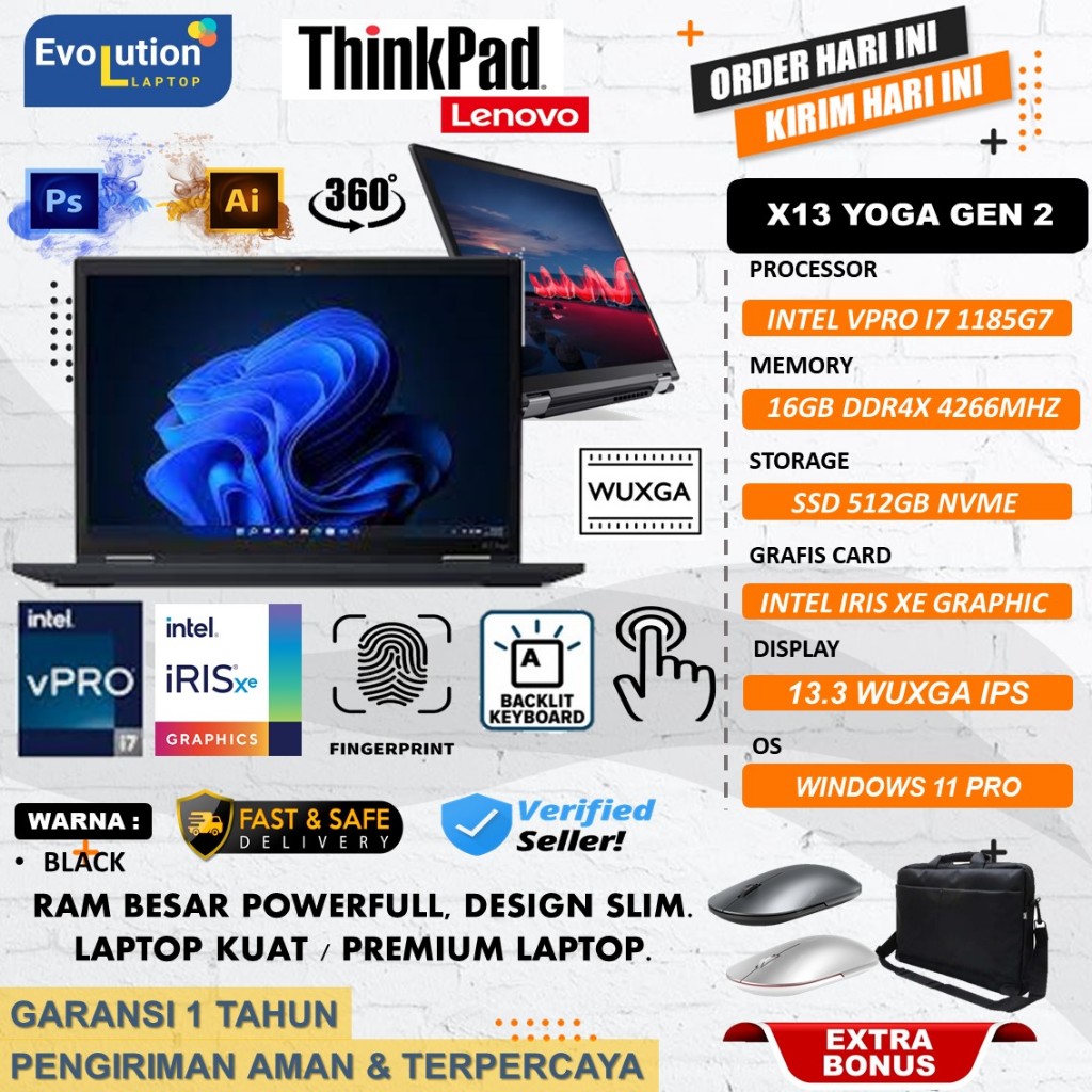 Jual Laptop Touchscreen 2in1 Lenovo Thinkpad X1 Yoga Gen 2 Intel Vpro i7 1185G7 Ram 16GB 512GB ...