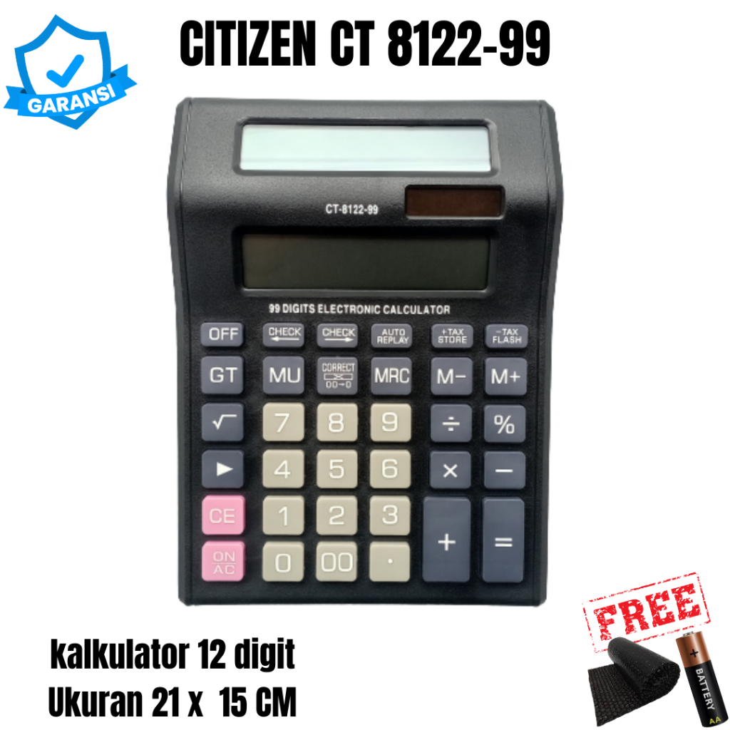 Jual Kalkulator CT 8122-99 Dua Layar Double Display Dagang Kasir Kantor Besar 12 Digit Check and ...