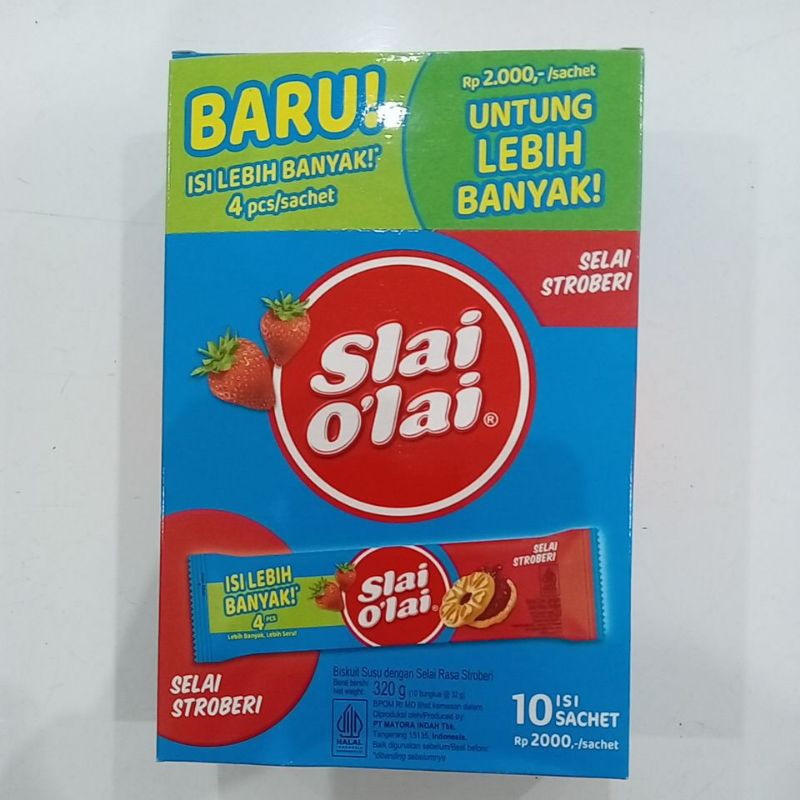 Jual Slai Olai Biskuit Susu dengan Selai Rasa Stroberi 32 g @10 pcs ...