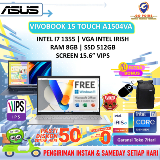Jual ASUS VIVOBOOK 15 TOUCH A1504VA INTEL I7 1355 RAM 8GB SSD 512GB ...