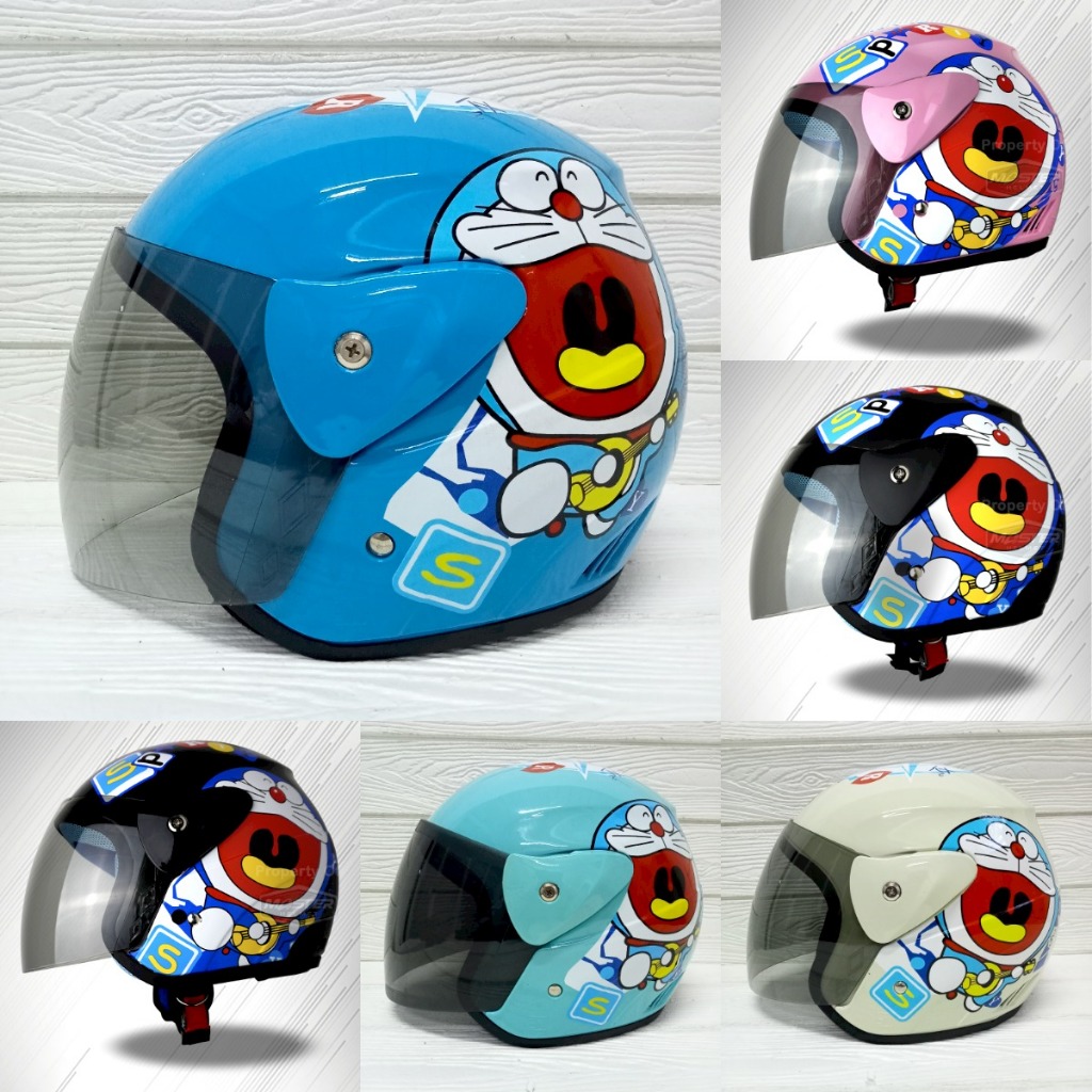 Jual HELM EVOLUTION DORAEMON BLACK HALF FACE MODEL GM EVO HELM MURAH ...