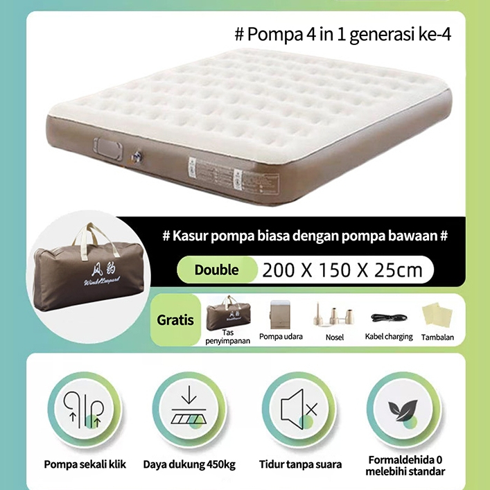 Jual Kasur Pompa Matras Tidur Kasur / Angin Pompa Tiup Double Air Bed ...