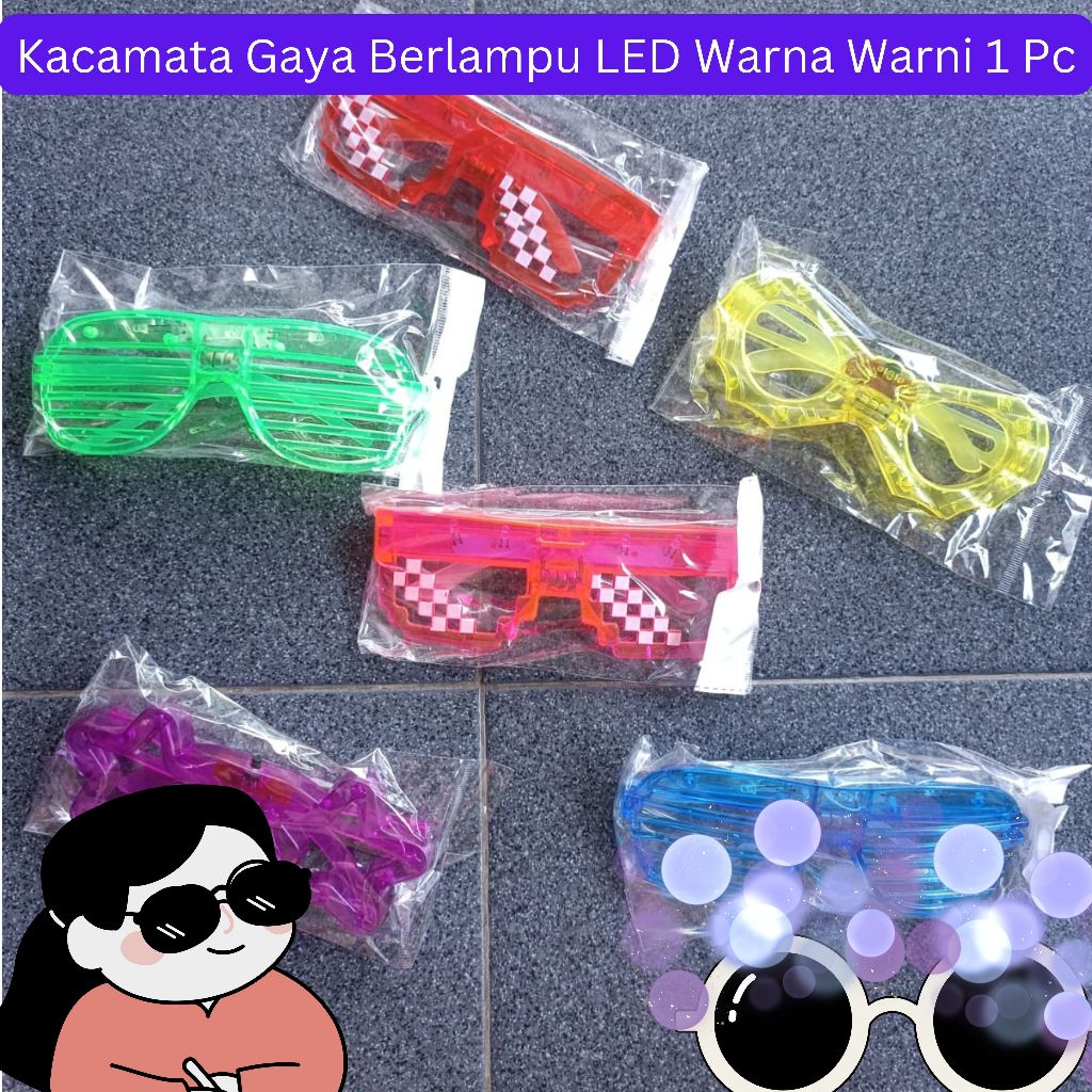 Jual KACAMATA BERGAYA LAMPU LED KELAP KELIP WARNA 1 PCS | Shopee Indonesia