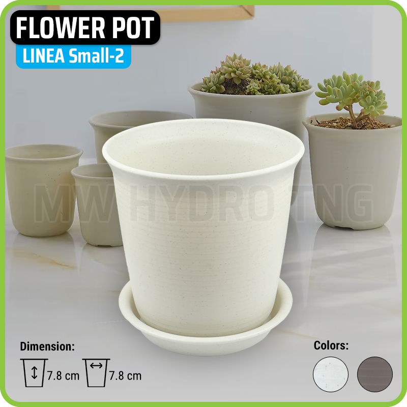 Jual Flower Pot with Saucer LINEA - Pot Tanaman Bunga Tebal dengan ...