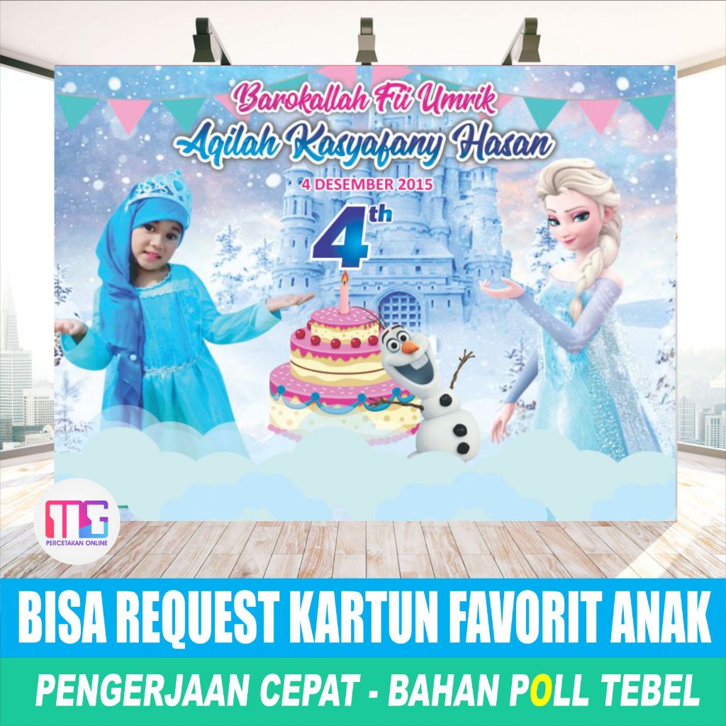 Jual Spanduk ulang tahun anak perempuan Frozen - Banner Ultah Elsa ...