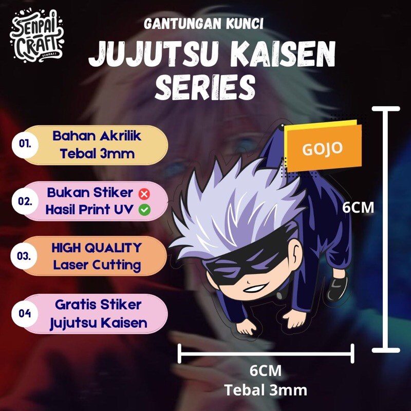 Jual Senpai Craft - Gantungan Kunci Jujutsu Kaisen Satoru Gojo - Bahan ...
