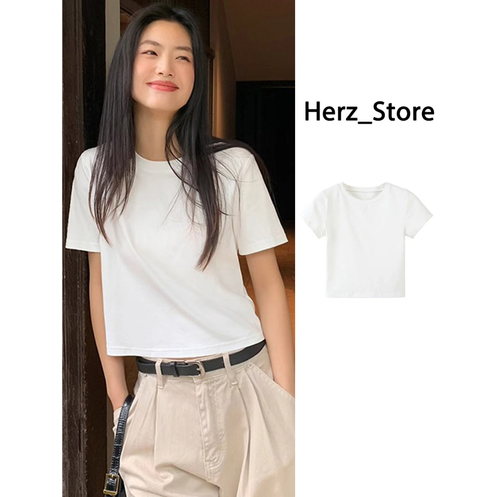 Jual Kaos Putih Dasar Wanita Lengan Pendek Kasual Sehari-Hari T Shirt ...