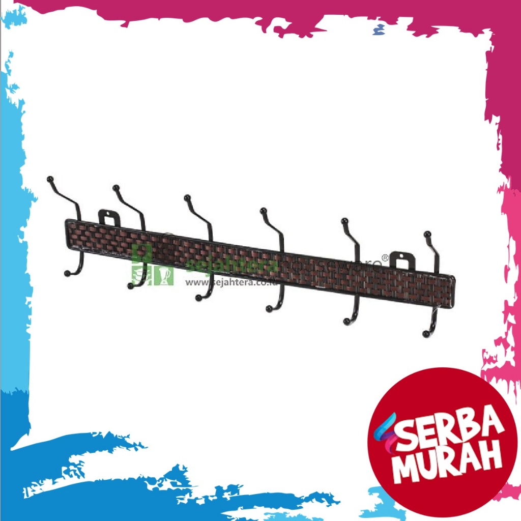 Jual Perfek Perfect Kapstok Anyaman Anyam Gantungan Baju 6 Hook Besi ...